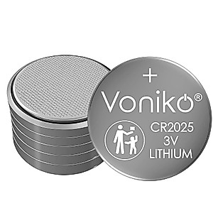 Voniko 3 Volt CR2025 Battery 6 Pack – CR 2025 Button Cell Battery – 2025 Lithium Coin Batteries, 7 Years Shelf Life
