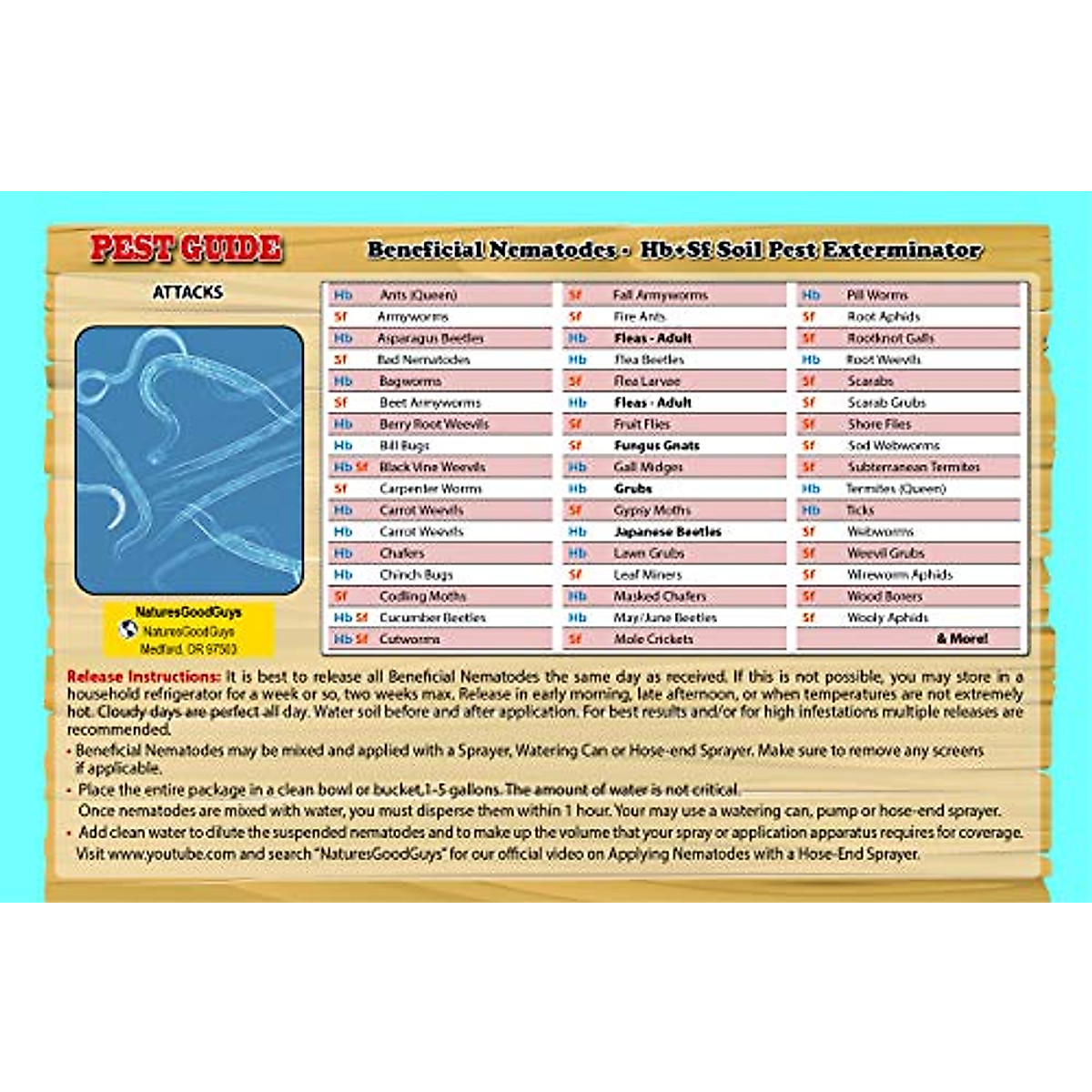 Bug Sales 10 Million Live Beneficial Nematodes Hb & Sf - Kills Over 200 Different Species of Soil Dwelling and Wood Boring Insects.