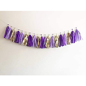 Purple Gold Birthday Party Decorations Qian's Party Purple Gold Confetti Balloons Happy Birthday Banner Purple Gold Birthday Party Supplies for Women's 20th/30th/40th/50th Birthday Party Decorations