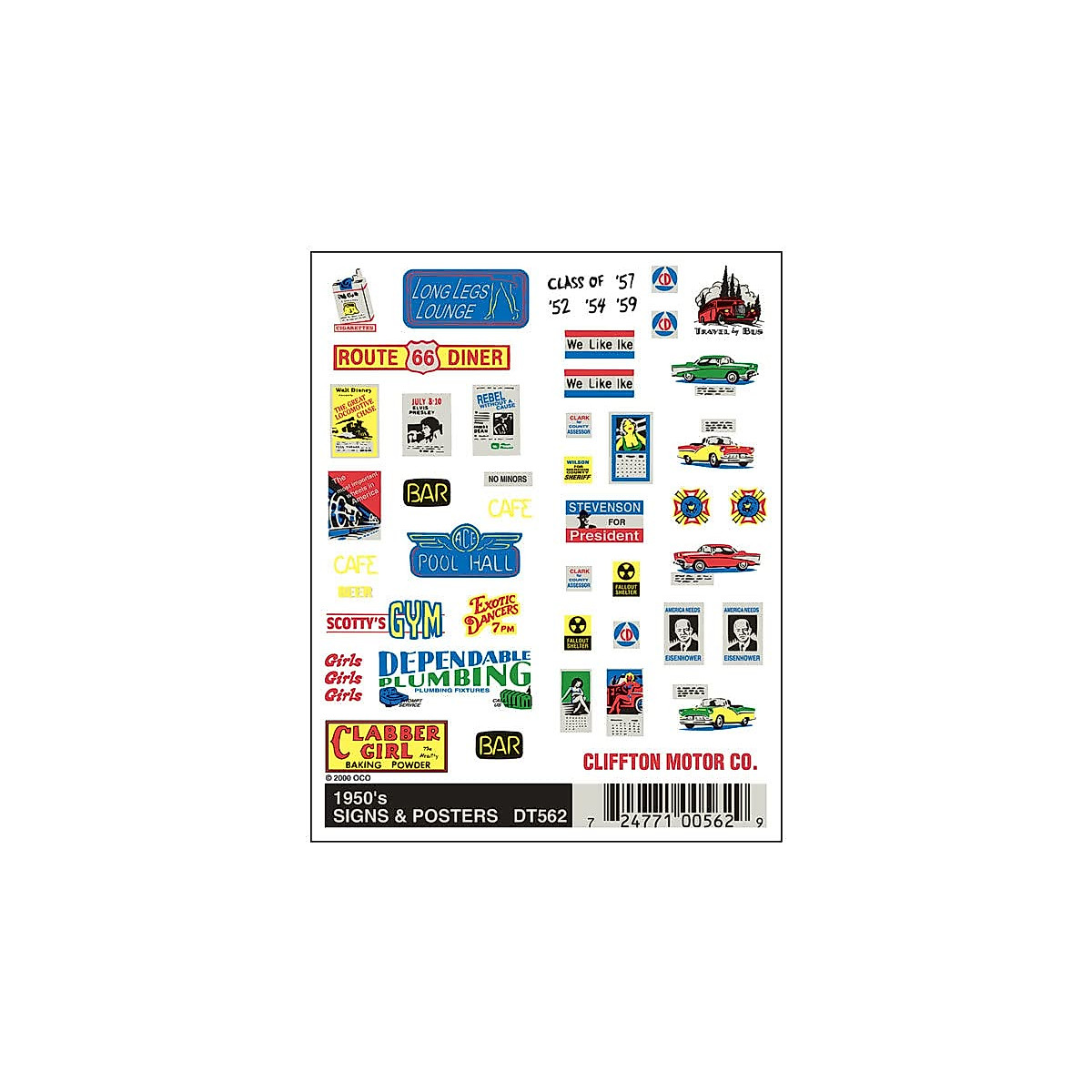 1950's Signs & Posters Dry Transfer Decals Woodland Scenics