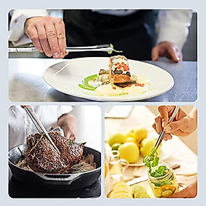 Kitchen Tweezers Tongs for Cooking - 12 Inch - 2 Pack Kitchen tongs Stainless Steel Cooking Tongs- Extra Long Tweezers for BBQ, Grilling, Pet Feeding, Arts and Crafts etc