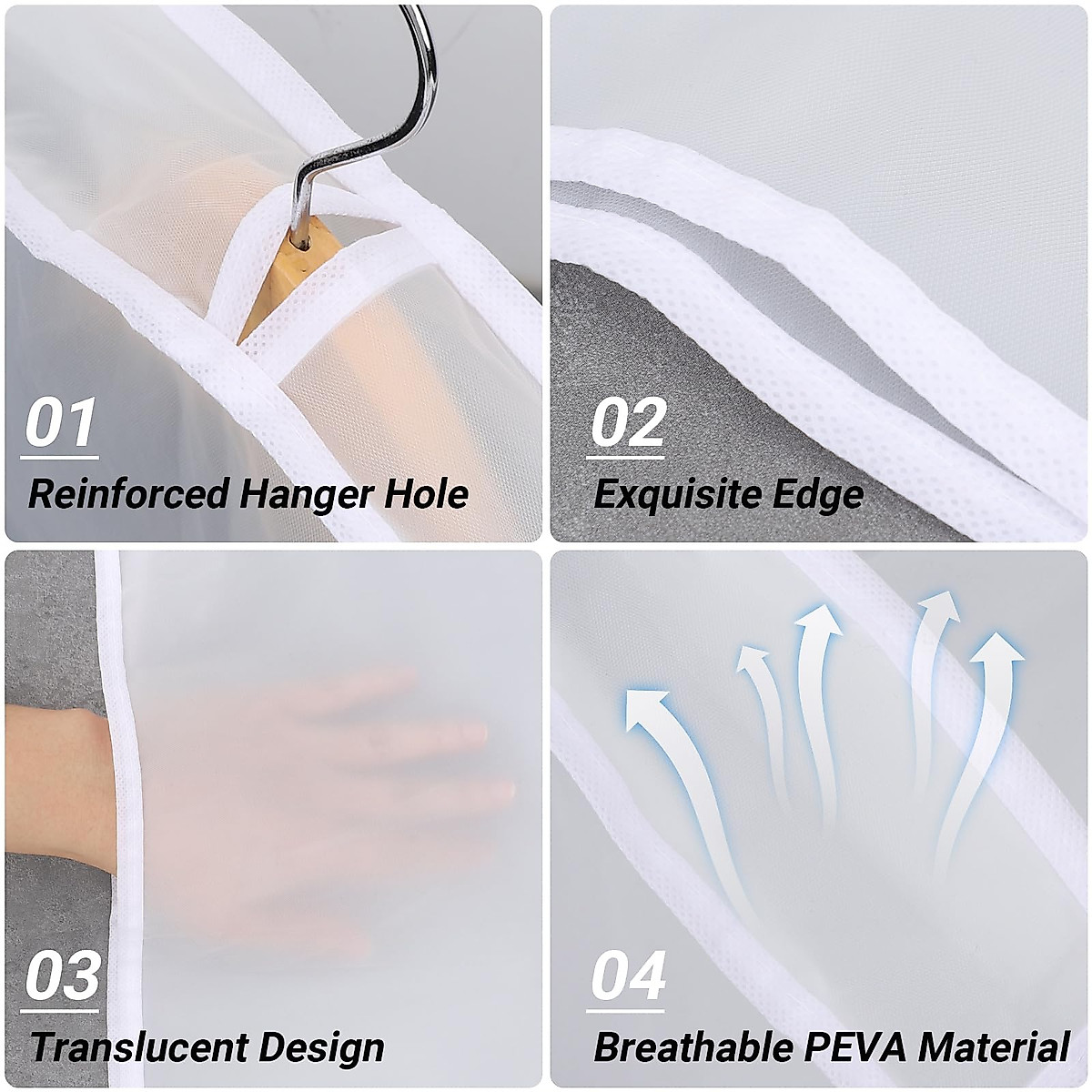 Svaldo Shoulder Cover, 24x12x2 inch, Pack of 12, Clothes Cover for Hanging T Shirt, Suit, Coat, Jacket, Wedding Dress, Gown, Breathable Clear Plastic Garment Dust Cover for Closet Storage