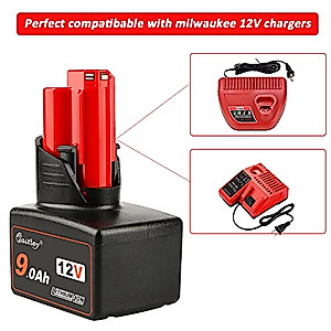 ZLWAWAOL M12 12V 9.0Ah Lithium-ion Replacement Battery Compatible with Milwaukee M12 Battery XC 48-11-2440 48-11-2412 48-11-2460 48-11-2411 48-11-2420 48-11-2402 48-11-2401 12-Volt M12 Cordless Tools
