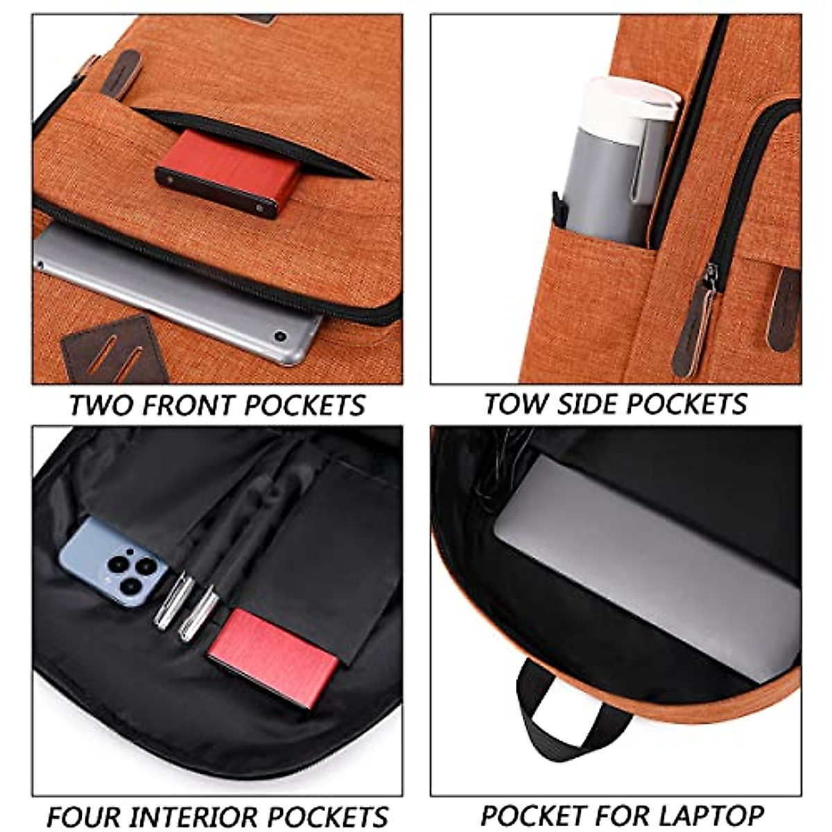 KYALOU Laptop Backpack, Lightweight Bookbag Casual Daypack for Men and Women, College with USB Charging Port - Light Brown