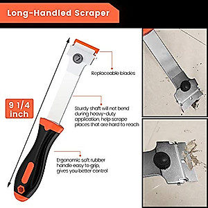 Razor Blade Scraper, 2 PCS Razor Scraper Tool for Removing Label, Registration Sticker, Tint, Grease from Windshield, Appliance, Glass (Extra 20 Metal and 10 Plastic Blades)