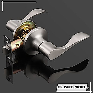 GOBEKOR 6 Pack Passage Lever Door Handle Brushed Nickel Wave Door Levers Interior Door Handles for Closet Keyless Indoor Door Locks