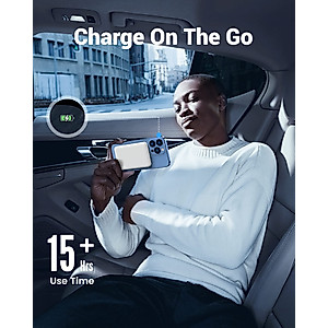 Yiisonger Wireless Power Bank, Slim 10000mAh Magnetic Portable Charger 22.5W PD Fast Charging, Mini Mag-Safe Battery Pack QC3.0 LED Display USB-C Compatible with iPhone 15&14&13&12 Series(White)