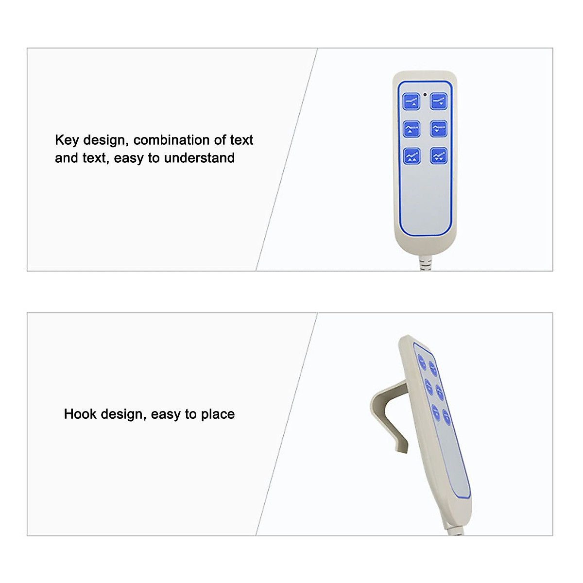 Lifting Bed Controller, Hospital Bed Remote Control 6 Button Remote Hand Control Controller with 8 Pin Plug Replacement Lift Chair or Power Recliner Hand Control Compatible with Pen faders and contro
