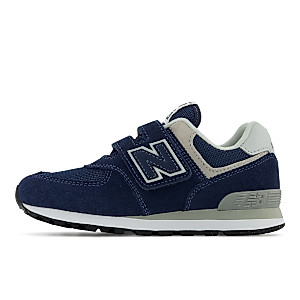 New Balance Boy's 574 Core Hook and Loop Sneaker, Navy/White, 1.5 Little Kid