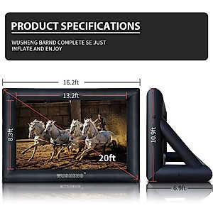 Portable Projector Screens- Huge Air-Blown Cinema Projection Screen Package with Rope, Blower,Tent Stakes - Front & Rear Projection,for Outdoor Party Backyard Pool Fun (Size : 20FT)