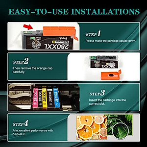 Kingjet Compatible Ink Cartridge Replacement for Canon 280 281 PGI-280XXL CLI-281XXL PGI-280 CLI-281 XXL Work with Canon Pixma TR8520 TR7520 TS6120 TS6220 TS6320 TS8120 TS8220 TS9120 Printer, 5 Pack