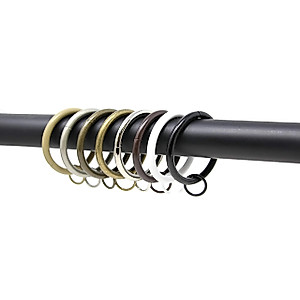 Urbanest Solid Metal Window Drapery Curtain Panel Ring with Eyelet, 1.5" Inner Diameter, Fits Up to 1.25" Rod, Set of 28 - Black