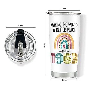 60th Birthday Gifts for Women, Tumbler 20 oz Stainless Steel Vacuum Insulated Tumblers, 1963 Birthday Gifts for Women, 60 Year Old Birthday Gifts, 60th Birthday Gift Ideas, 60th Birthday Tumbler