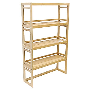 RoyalHouse Bamboo Rack, 4-Tier Shelving Unit, Perfect Storage Organizer for Bathroom, Living Room, Kitchen, Entryway, Closet