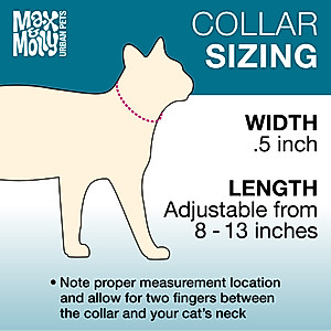 Max & Molly Fun & Whimsy Cat Collar with Jingle Bell, Breakaway Safety Buckle, Adjustable Sizing & Smart ID Personalized Tag for Girl or Boy Cats/Kittens, Comic Design