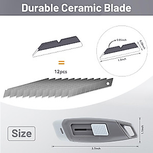 Mini Ceramic Box Cutter, 2-Stage Retractable Box Opener, Mini Magnetic Package Opener with Safety Lock, Small Utility Knife Ceramic Blades with Keychain Hole 3-pack