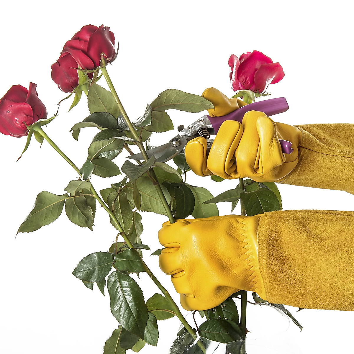 AIWOGLO Thorn Proof Gardening Gloves for Men & Women Rose Pruning Leather Garden Gloves with Long Sleeve Gauntlet(Large)