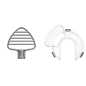 KitchenAid Pastry Tilt Head Stand Mixer Beater Attachment, Silver & KSMTHPS Mixer Pouring Shield
