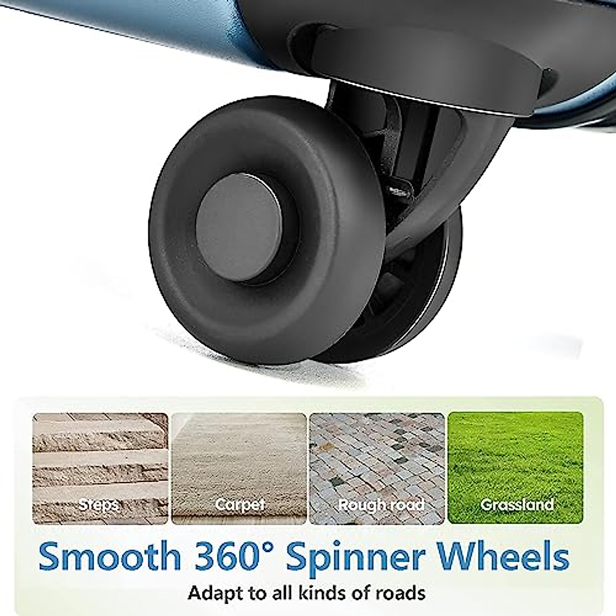 TydeCkare 20 Inch Carry On Luggage with Front Pocket, 21.65 * 15.35 * 7.87" Suitable for Airplane Overhead Bin, 34L PC+ABS Hardshell, Ice Blue