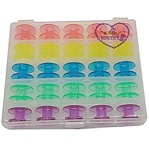 HONEYSEW 25pcs/Box Plastic Colorful Bobbin Universal 2518P for Brother Babylock Singer Juki