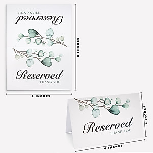 CLEVER SIGNS Reserved Table Signs, Pack of 25, Reserved Signs for Weddings, Receptions, Christmas, Events, 4x6 inches Reservation Cards for Tables, Greenery Watercolor Reserved Signs