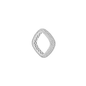 Sterling Silver Womens Cubic Zirconia Pavé Square Ring Sizes 6-9 (6)