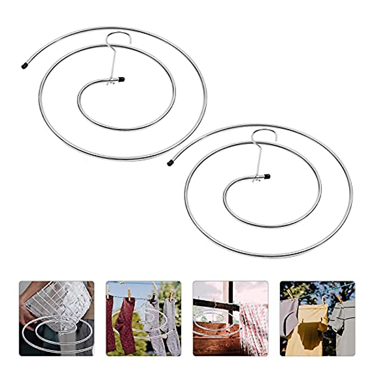 Healifty 2Pcs Clothes Drying Rack Spiral Rotatable and Space Saving Storage Hanger Drying Rack Laundry Hanger for Bed Sheet Blanket Bath Towel