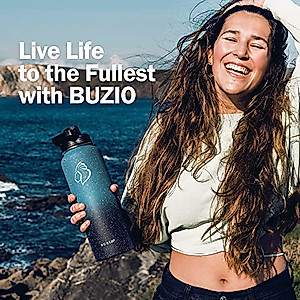 BUZIO Vacuum Insulated Stainless Steel Water Bottle 40oz with 40oz Insulated Three Caps Water Bottle, BPA Free Double Wall Water Flask with Carrying Pouch Double Vacuum Hot Cold Water Bottles