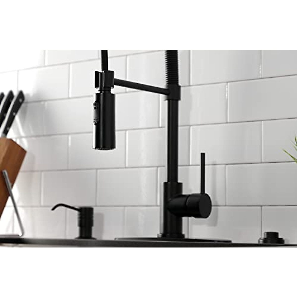 Kingston Brass LS8770DL Concord Pre-Rinse Kitchen Faucet, Matte Black