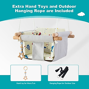 Troispot Ceiling Swing Chair for Baby, 110lbs Secure Hanging Sensory Swing Hammock Chair Seat for Baby, Infant, Toddler, Child, Kids Toys, Indoor Outdoor Tree Swing with Safety Belt, A2