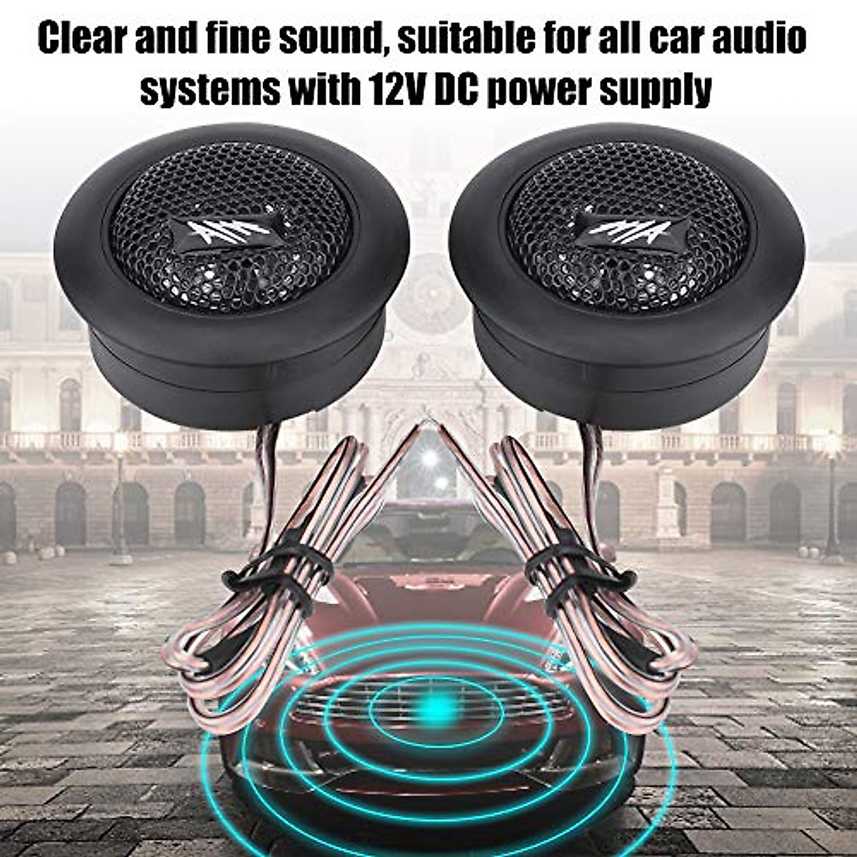Qiilu Audio Speaker,Pair of 12V 120W Car Mini Super Power Loud Dome Audio Speaker Tweeter Loudspeaker Horn