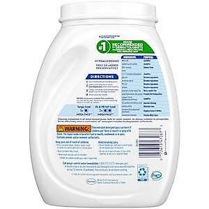 all Mega Pacs Laundry Detergent Pacs, Free Clear for Sensitive Skin, Unscented and Dye Free, 56 Count