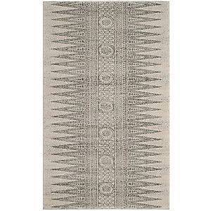 SAFAVIEH Evoke Collection 3' x 5' Ivory / Silver EVK226Z Boho Non-Shedding Living Room Bedroom Accent Rug