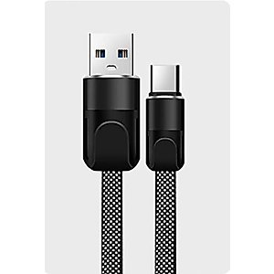 USB Type-C Cable 5A Fast Charging (3ft) Flat Nylon Braided USB-A to USB-C (White)