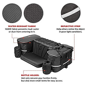 KEMIMOTO ATV Bag, 59L Large ATV Cargo Bag With Insulated Bags, Waterproof 4 Wheeler Storage Rear Rack Seat Bag Universal Compatible With Polaris Sportman Fourtrax Can Am Kawasaki Yamaha Artic Cat
