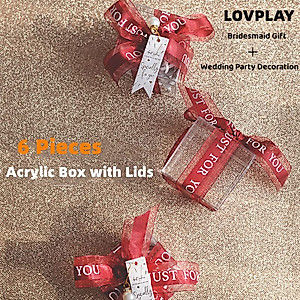 Acrylic Box with Lid 6 Pack Clear Acrylic Boxes Party Favor Square Cube Mini Candy Display Boxes Transparent Containers Plastic Storage Organizer Box Wedding Birthday Party Decorative Boxes