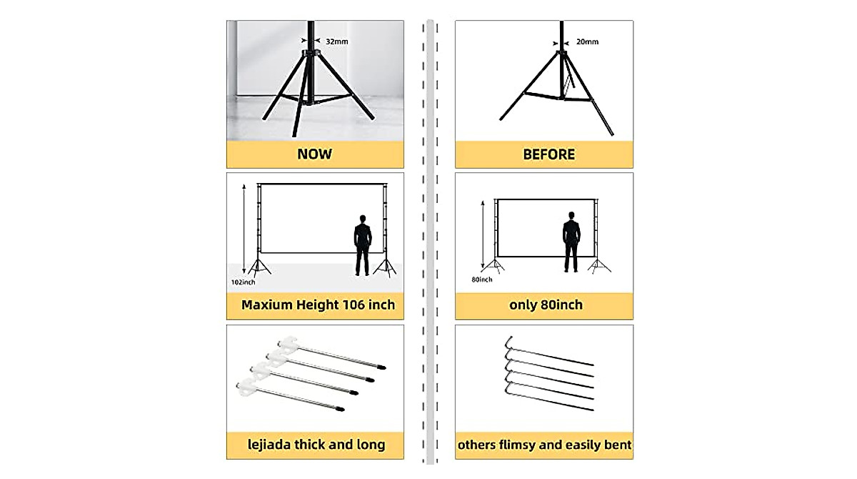 Portable 100-Inch 4K HD Projector Screen with Stand | Lejiada