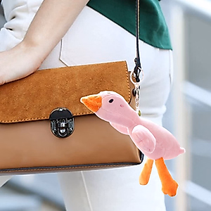 JJLFresheners White Plush Duck Car Keychain, Cotton Filling Stuffed Animal Fluffy Duck Plushie Car Keychain Hanging Charms