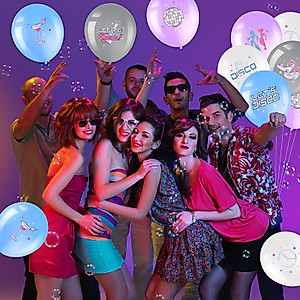 MiniInflat 40 Pcs Let's Disco Balloons Bachelorette Party Decorations 12 Inch Disco Ball Latex Balloons Girls Party Balloons for 70s Retro Theme Birthday Bridal Baby Shower Party Decoration Supplies