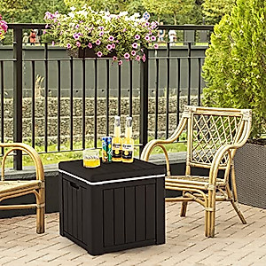 Giantex 10 Gallon 4-in-1 Cooler, Portable Ice Chest with Built-in Handle, Multifunctional Ice Cooler, Cocktail Side Table, Patio Bar Table, Outdoor Stool for Camping, Fishing, Picnic (Black)