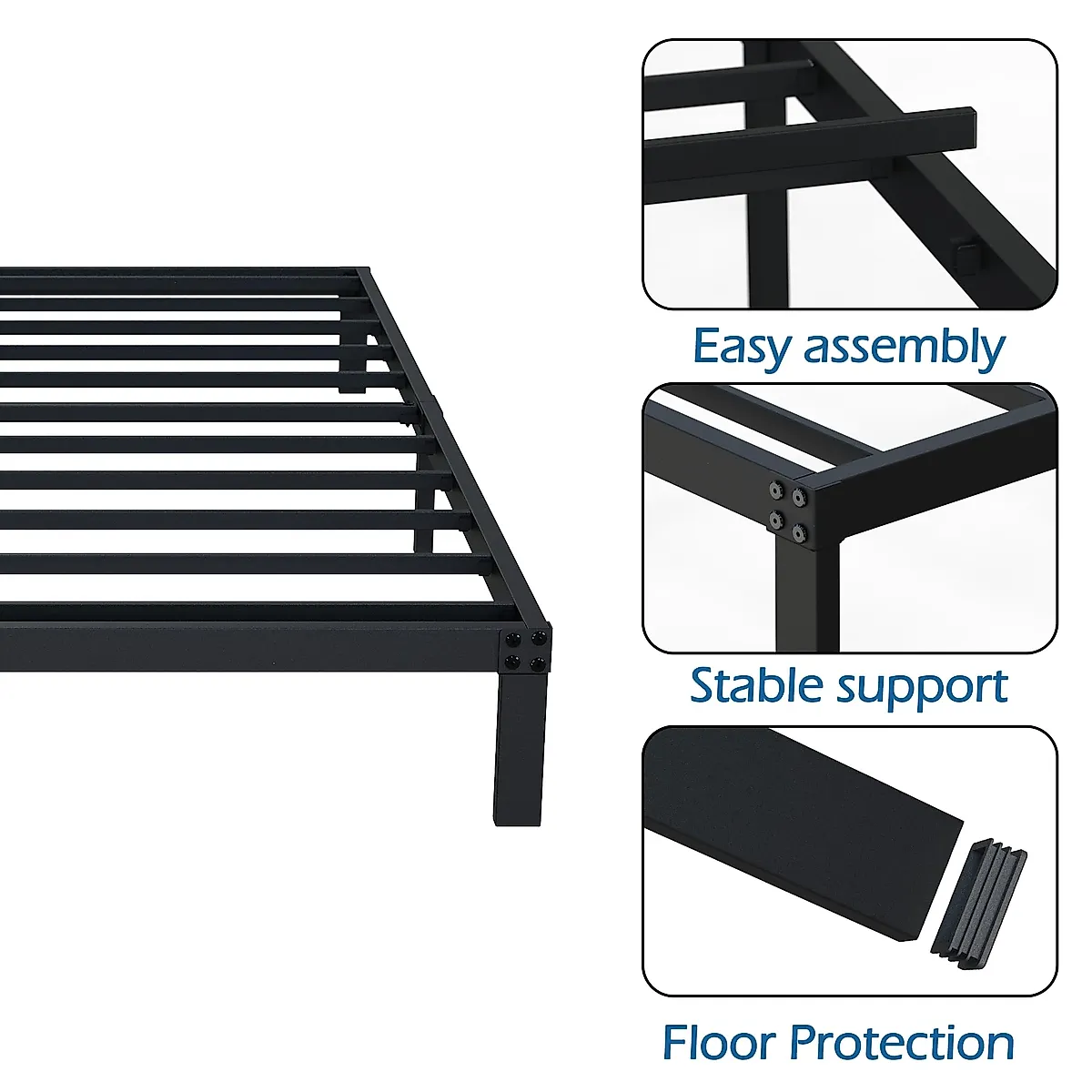 DiaOutro 9 Inch Twin Bed Frames Heavy Duty Low Profile Metal Platform No Box Spring Needed Mattress Foundation, Easy to Assembly, Noise Free, Black