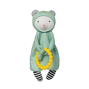 Manhattan Toy Cherry Blossom Days Baby Bear Soothing Mini Blankie with Removable Silicone Teether Multi