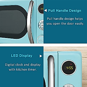 Countertop Microwave Ovens 0.7 Cu. ft. Retro Microwave Oven with Removable Glass Turntable, 700 W, Blue