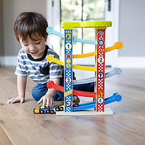 Fat Brain Toys Zigzag Racetrack - Number-Learning Car Tower for Preschoolers