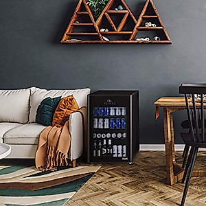 NewAir 125 Can Beer Froster, Mini Fridge, Small Drink Dispenser Machine, Freestanding Beer Freezer, Refrigerator and Cooler in Black - Frosts Drink to 23F, for Office or Bar with Adjustable Shelves