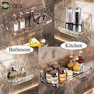 Boltra Clear Shower Caddy Shelves, 2-Pcs Acrylic Wall Mounted Shelf Bathroom Organizers and Container Without Drilling Plastic Shelf for Bathroom, Kitchen