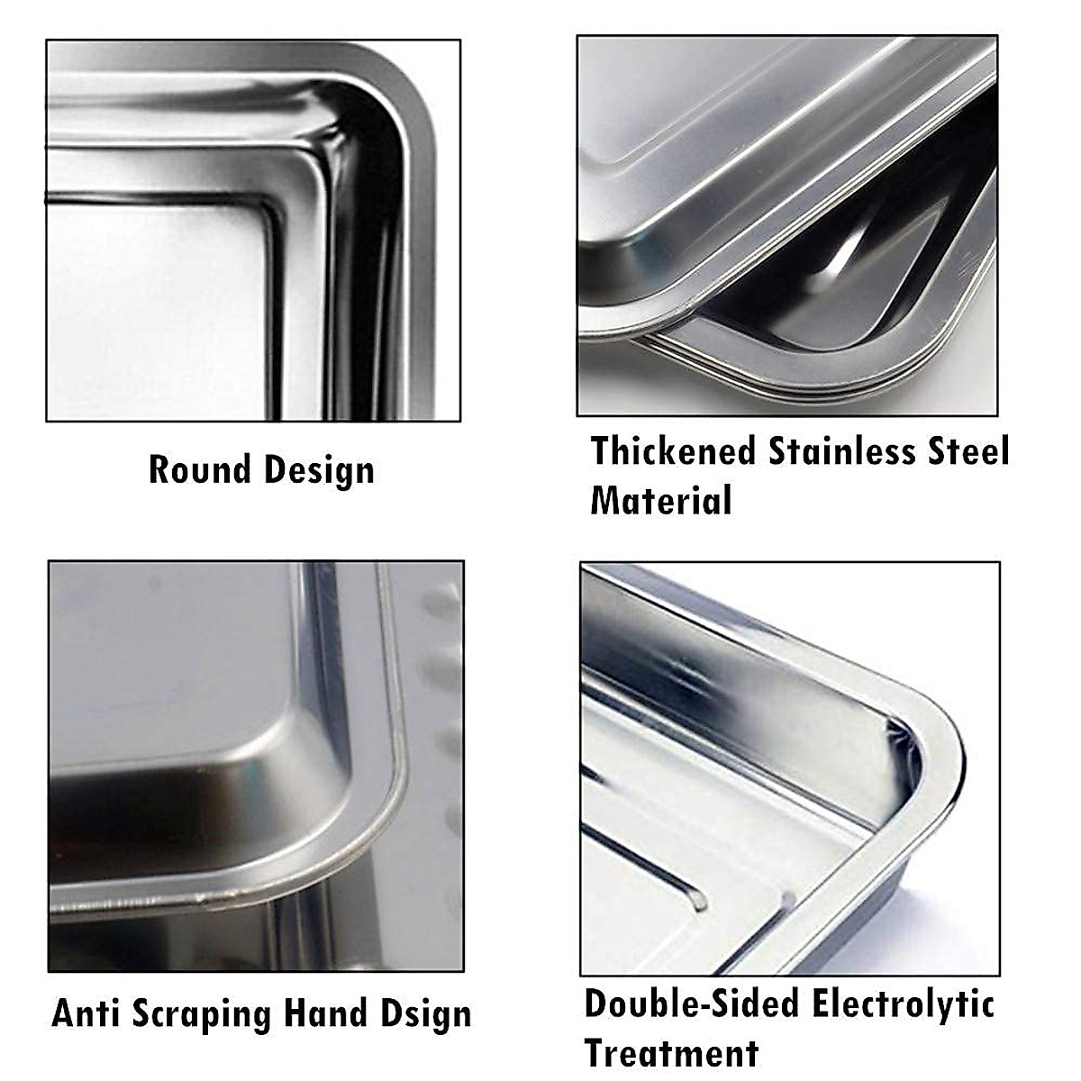 Tattoo Stainless Steel Tray - LEEYUKA 2PCS Stainless Steel Tattoo Tray Dental Medical Tray Piercing Instrument Tray Flat for Tattoo Machine Tattoo Kit Tattoo Supply