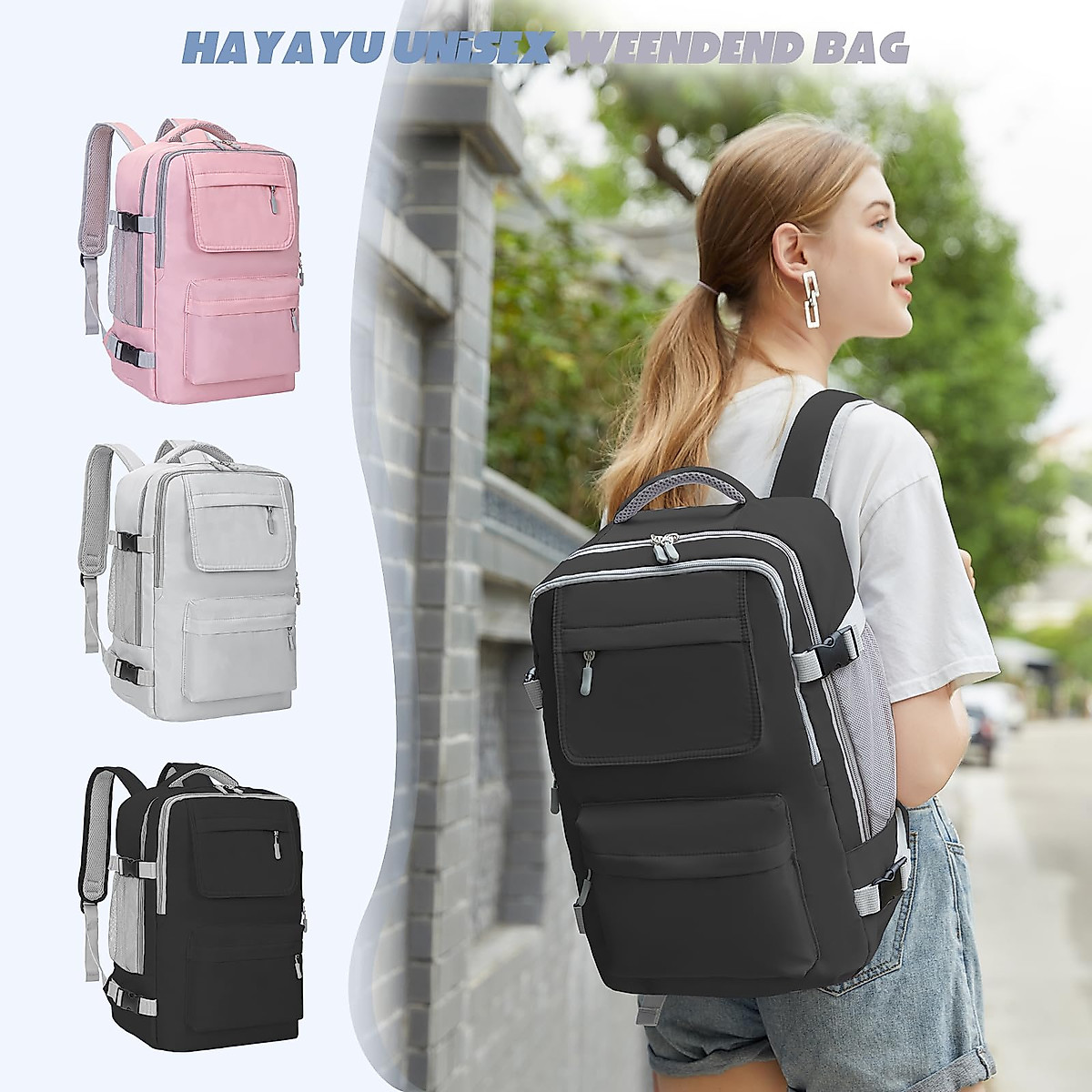 Travel Backpack,Lightweight School Backpack for Student Teenagers,Waterproof Classsic Basic Bag for Women Men Everyday,Carry On Hand Luggage Daypack for Flight,USB Port,Shoe Compartment
