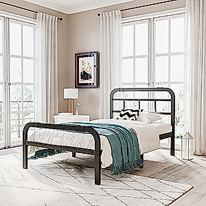 Artimorany Twin XL Bed Frame with Headboard and Footboard, 14 Inch Heavy Duty, XL Twin Bed Frame Mattress Foundation, Noise Free, No Box Spring Needed, Easy Assembly, Black