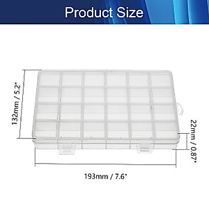 Juvielich Clear Plastic Organizer Box,Component Storage Box,24 Grids Fixed Storage Container Jewelry Box for Beads Art DIY Crafts Jewelry Fishing Tackles 7.60"x5.20"x0.87"(LxWxH) Clear White 1PCS
